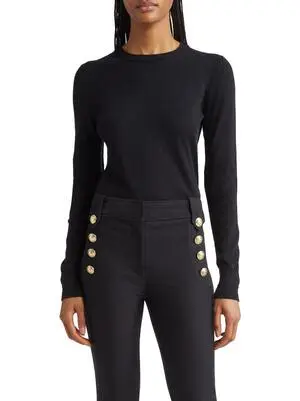 Derek Lam 10 Crosby Alizee Crewneck Cotton & Cashmere Sweater - Black