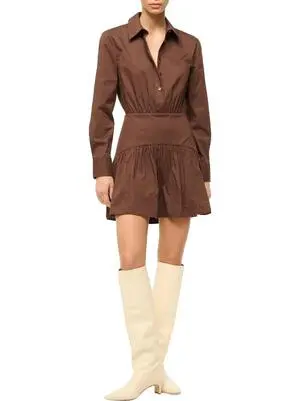 Staud Rocco Long Sleeve Minidress - Earth