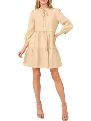 CECE DUPRAZ Long Sleeve Tiered Dress - Hazelnut