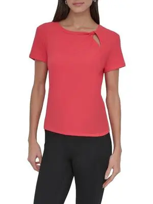 Dkny Twist Neck Rib T-shirt - Watermln S
