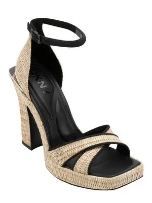 Dkny Linda Ankle Strap Platform Sandal - Natural/ Black