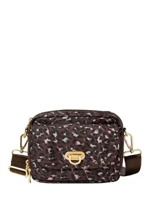 BAGGALLINI Coastal Flip Lock Camera Crossbody Bag Ganache Cheetah Gold Hardware