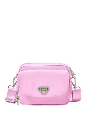 BAGGALLINI Coastal Flip Lock Camera Crossbody Bag Hibiscus Pink