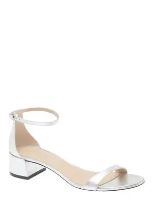 STUART WEITZMAN Nudist Block Heel Sandal - Silver