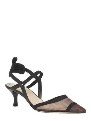 Fendi Colibrì Lite Slingback Pumps - Brown/ Nero