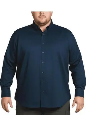 REGENT ROW Men’s Big And Tall Commuter Shirt, Long Sleeve Button Down, Tailored Fit, Spread Collar, Performance Fabric - Navy