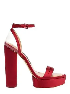 JESSICA RICH Platform High Heel Sandal Satin Burgundy