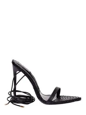 JESSICA RICH Satin Lace-up Sandals - Black