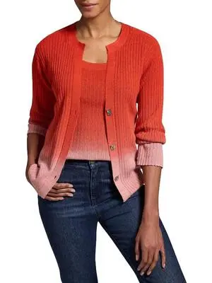 NIC+ZOE Ombrè Ribbed Cardigan - Pink Multi