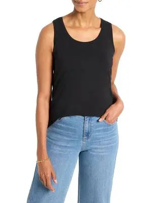 NIC+ZOE Perfect Stretch Cotton Knit Tank - Black Onyx