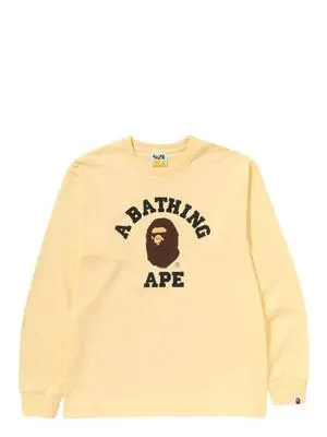 A BATHING APE College Long Sleeve Tee Shirt - Yellow