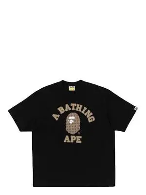 A BATHING APE Sta Houndstooth College Relaxed Fit Tee Shirt - Black