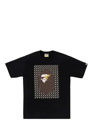 A BATHING APE Sta Houndstooth Ape Head Tee Shirt - Black/brown