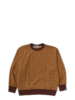 A BATHING APE Sta Houndstooth Jacquard Relaxed Fit Crewneck Sweatshirt - Brown