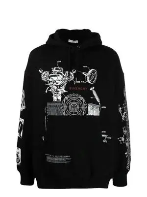 Givenchy Graphic Print Hoodie - Black