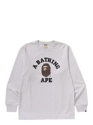 A BATHING APE College Long Sleeve Tee Shirt - Grey
