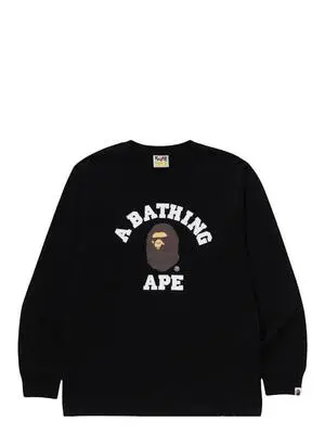A BATHING APE College Long Sleeve Tee Shirt - Black