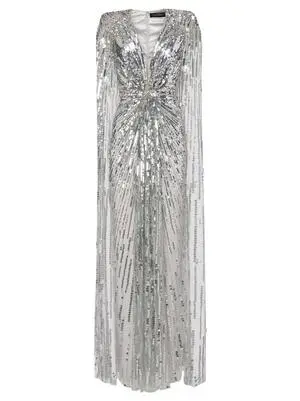 Jenny Packham Gold Rush Sequined Cocktail Dress - Silver