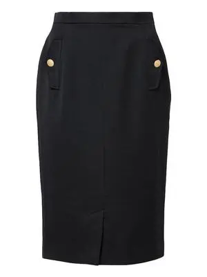 Alessandra Rich Virgin Wool Pencil Skirt - Black