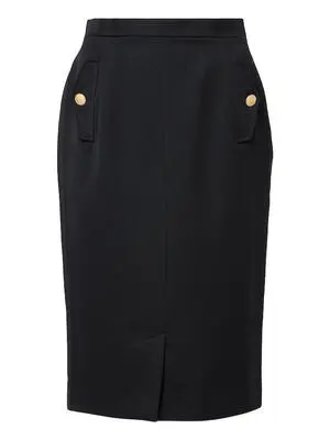 Alessandra Rich Virgin Wool Pencil Skirt - Black