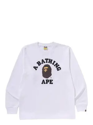 A BATHING APE College Long Sleeve Tee Shirt - White