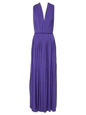 Max Mara Walter Pleated Jersey Maxi Dress - Purple