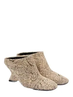 Dries Van Noten Jacquard Wedge Mules - Beige