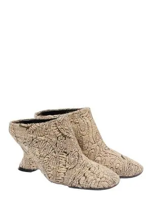Dries Van Noten Jacquard Wedge Mules - Beige