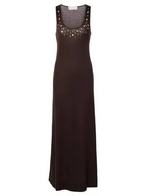 XU ZHI Embellished Wool-blend Maxi Dress - Brown