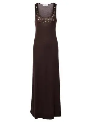 XU ZHI Embellished Wool-blend Maxi Dress - Brown