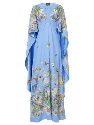 Etro Floral Paisley Silk Gown - Blue