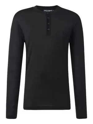 Dolce & Gabbana Silk Henley Shirt - Black