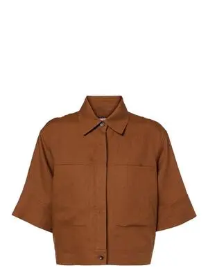 Max Mara Cropped Linen Shirt - Brown