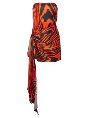 David Koma Zebra-print Bustier Dress - Red