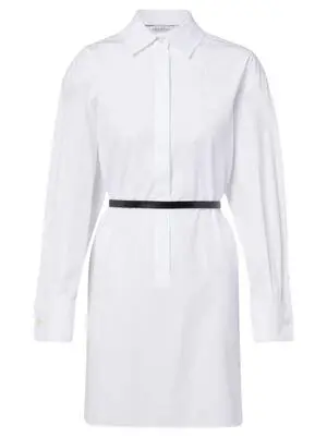 Max Mara Belted Cotton Poplin Shirt Dress - White