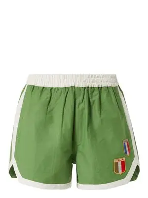 BODE Euro Appliqué Cotton Shorts - Green