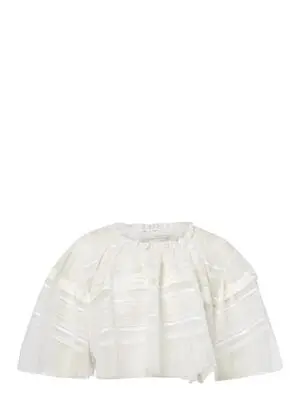XU ZHI Gathered Lace And Tulle Crop Top - White