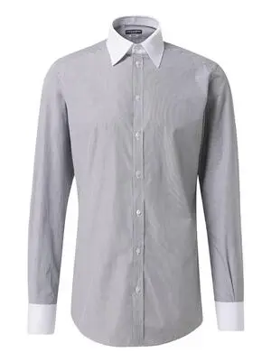 Dolce & Gabbana Striped Cotton Poplin Shirt - Black