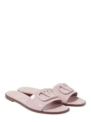 Valentino Garavani Vlogo Patent Leather Slides - Pink