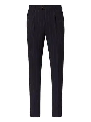 BRUNELLO CUCINELLI Brunello Cucinelli Chalkstripe Wool Straight Trousers