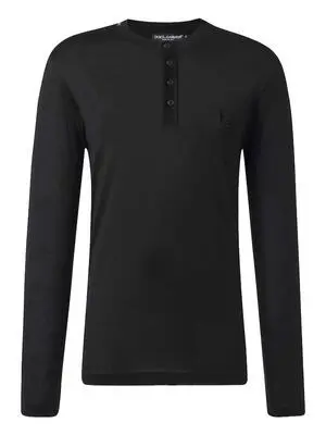 Dolce & Gabbana Silk Henley Shirt - Black