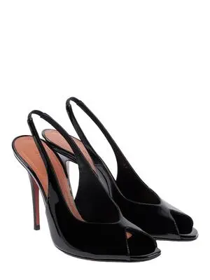 Amina Muaddi Kristina 105 Patent Leather Peep-toe Pumps - Black