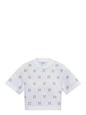 Off-White Monogram-embroidered Cropped T-shirt - White