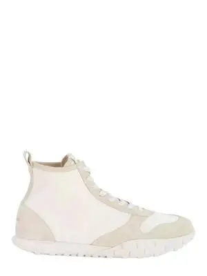 JIL SANDER Suede Panelled High Top Sneakers - White