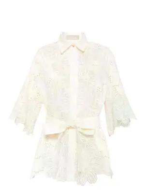 Elie Saab Cotton Embroidered Shirt - Neutrals