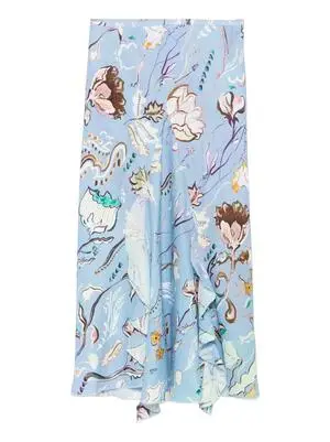Dorothee Schumacher Floral Power Midi Skirt - Blue