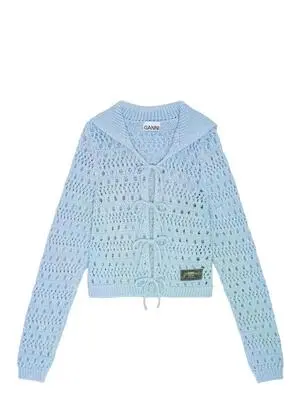 GANNI Open-knit Cardigan - Blue