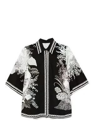 Elie Saab Printed Cotton Shirt - Black