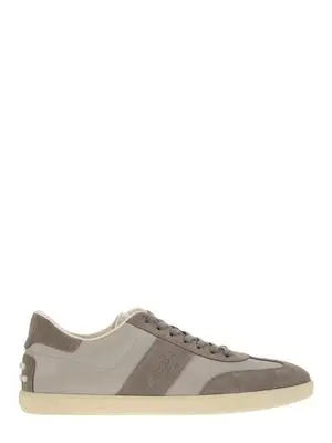 TOD'S Smooth Leather And Suede Tabs Sneakers - Grey