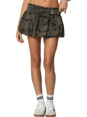 EDIKTED Camouflage Bubble Mini Skort - Olive